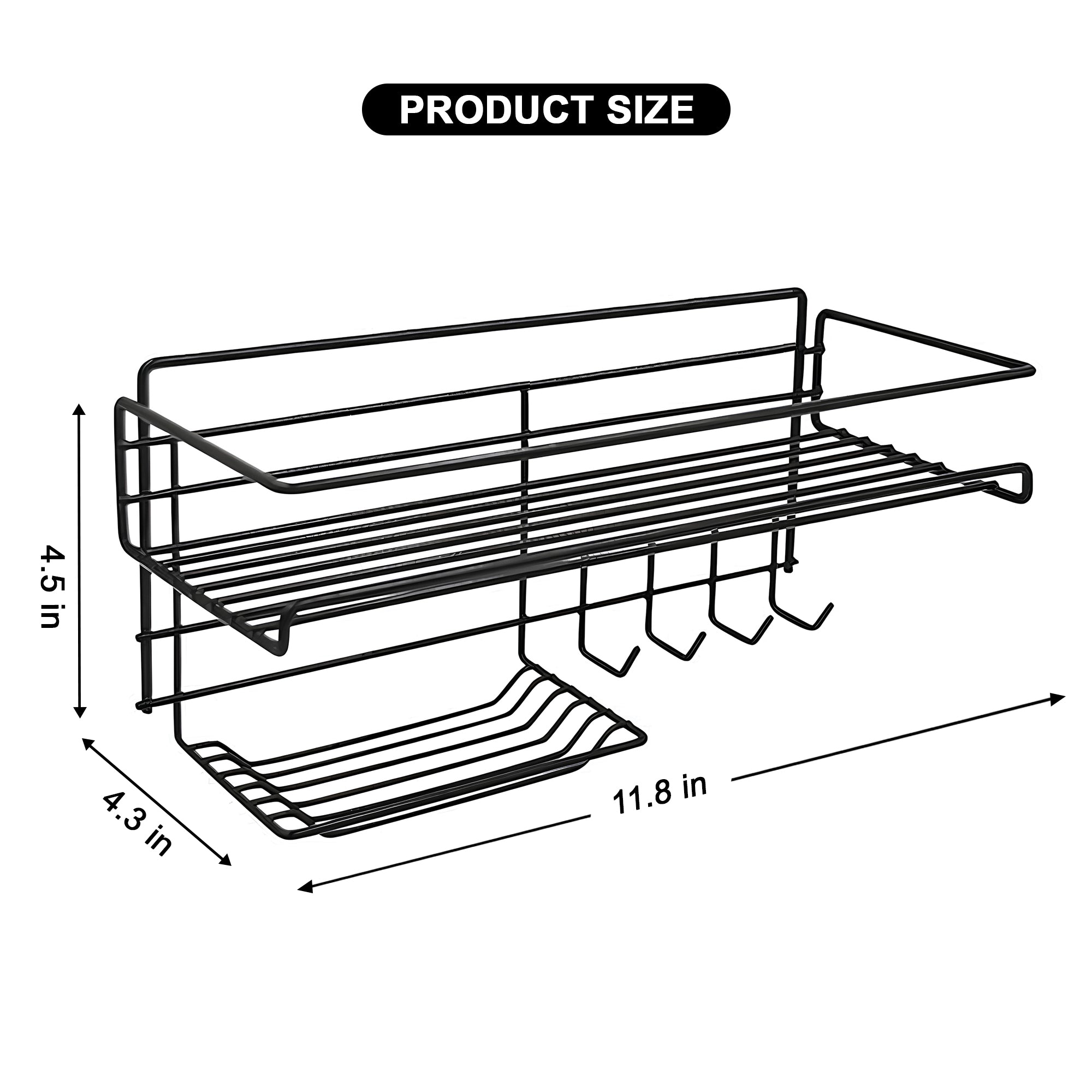 Bathroom Storage Shelf with Hooks and Soap Dish – matrixhome-pk