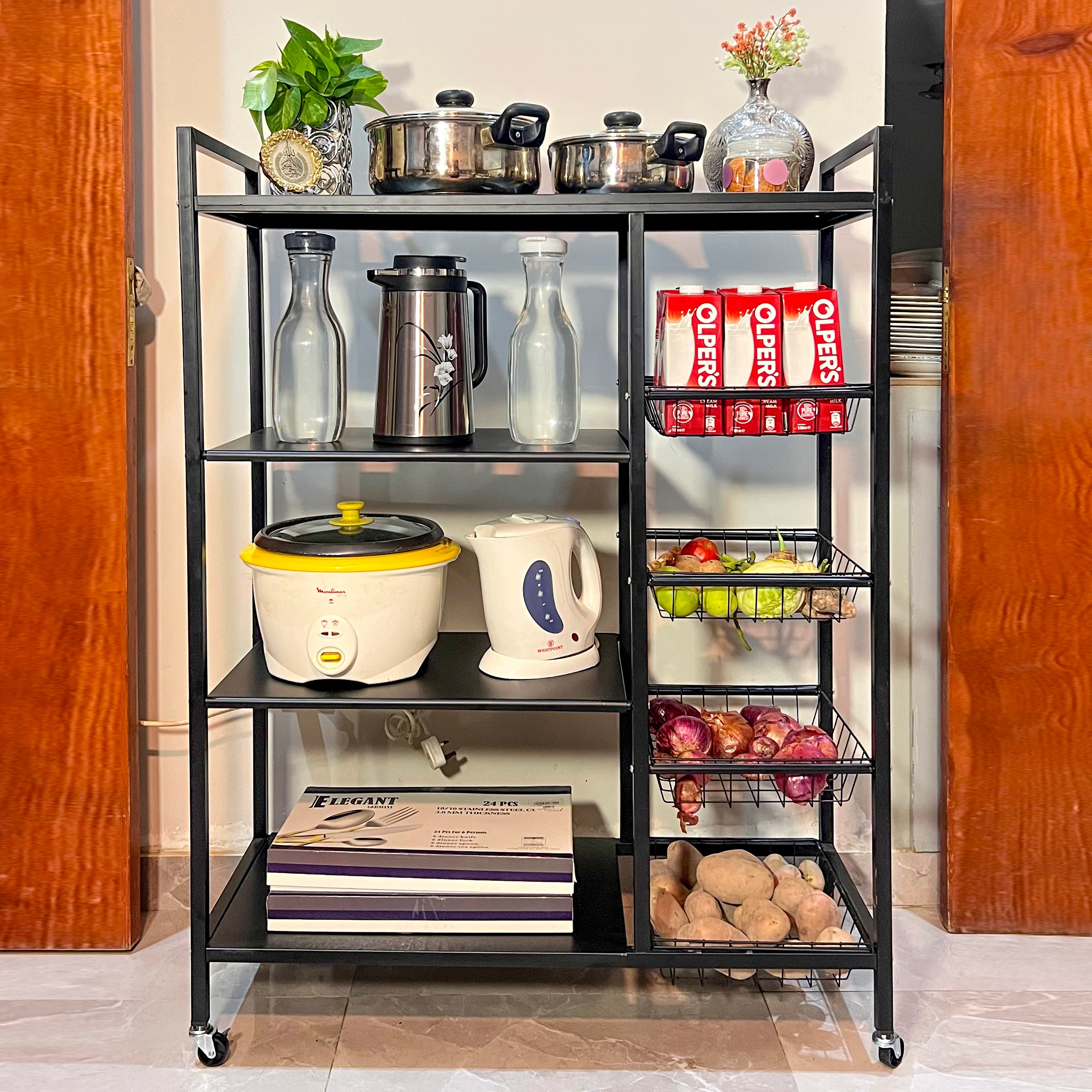 Multifunctional Metal Storage Rack - Heavy Duty 4-Tier Organizer ...